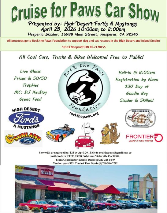 Cruise For Paws Car Show | 2026 | Hesperia, CA