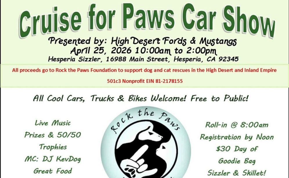 Cruise For Paws Car Show | 2026 | Hesperia, CA