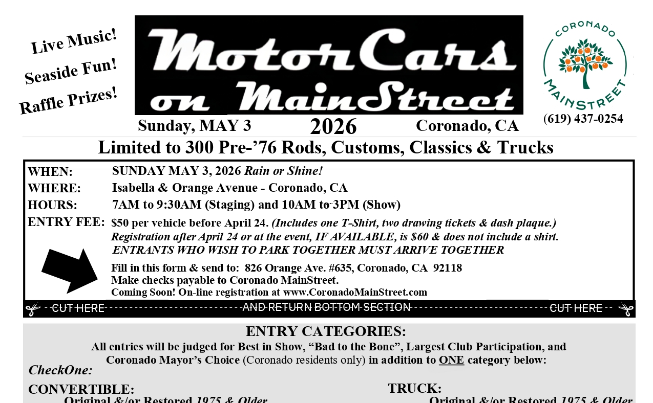 Motor Cars On Main Street Car Show | 2026 | San Diego County, CA