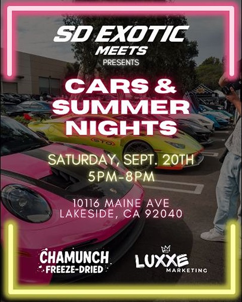 SD Exotic Cars And Summer Nights Show | 2025 | Lakeside, CA