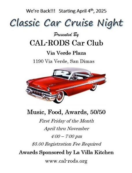 Via Verde Classic Car Cruise Night | Monthly | San Dimas, CA